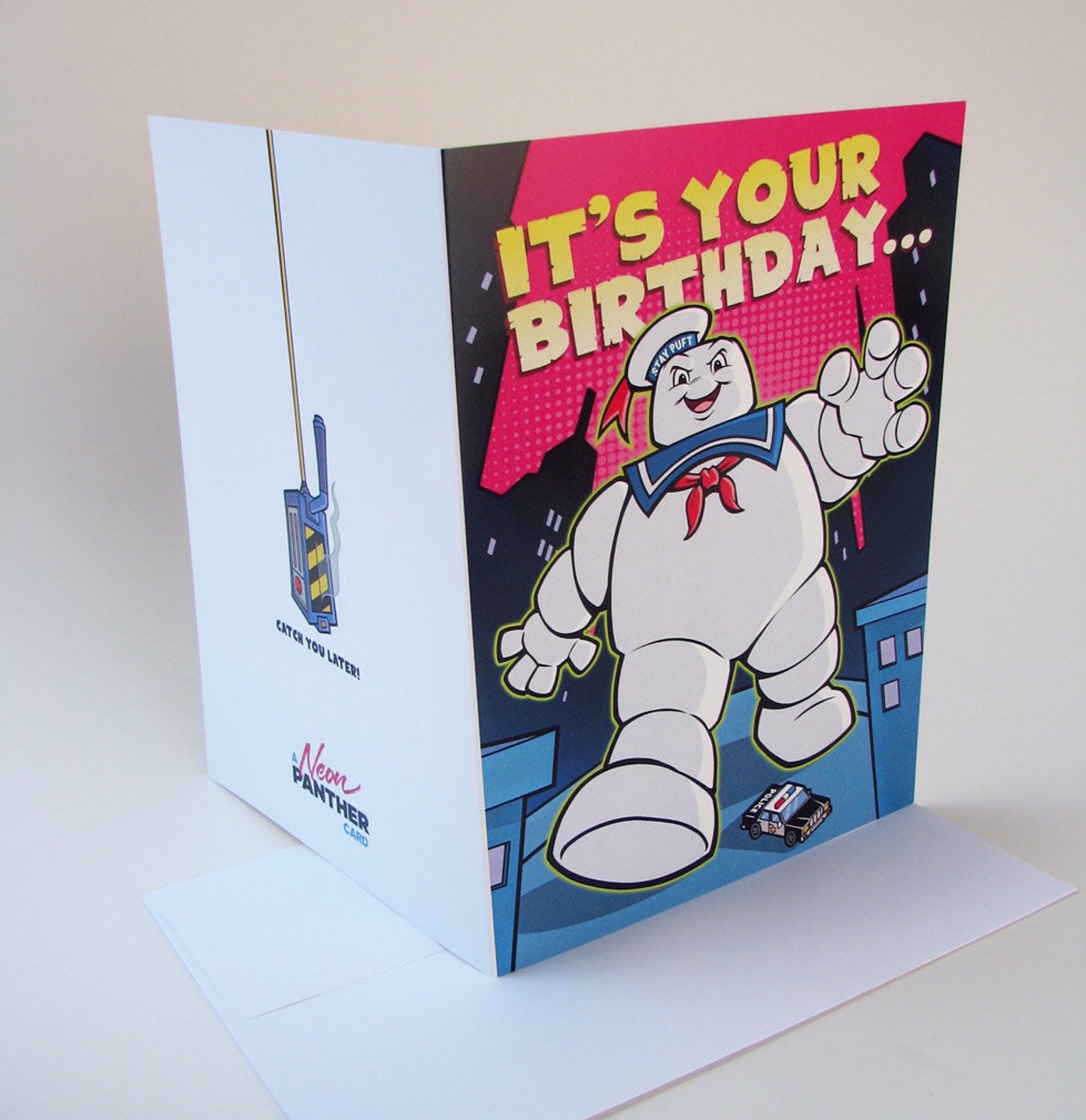 Ghostbusters Birthday Card 5 X7 Featuring Slimer & - Etsy