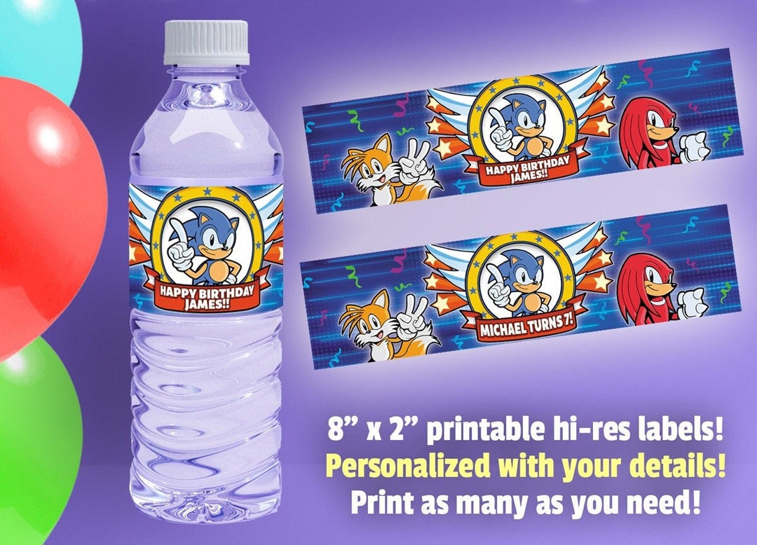Sonic Birthday Water Bottle Labels, Personalized (digital Download) - Etsy