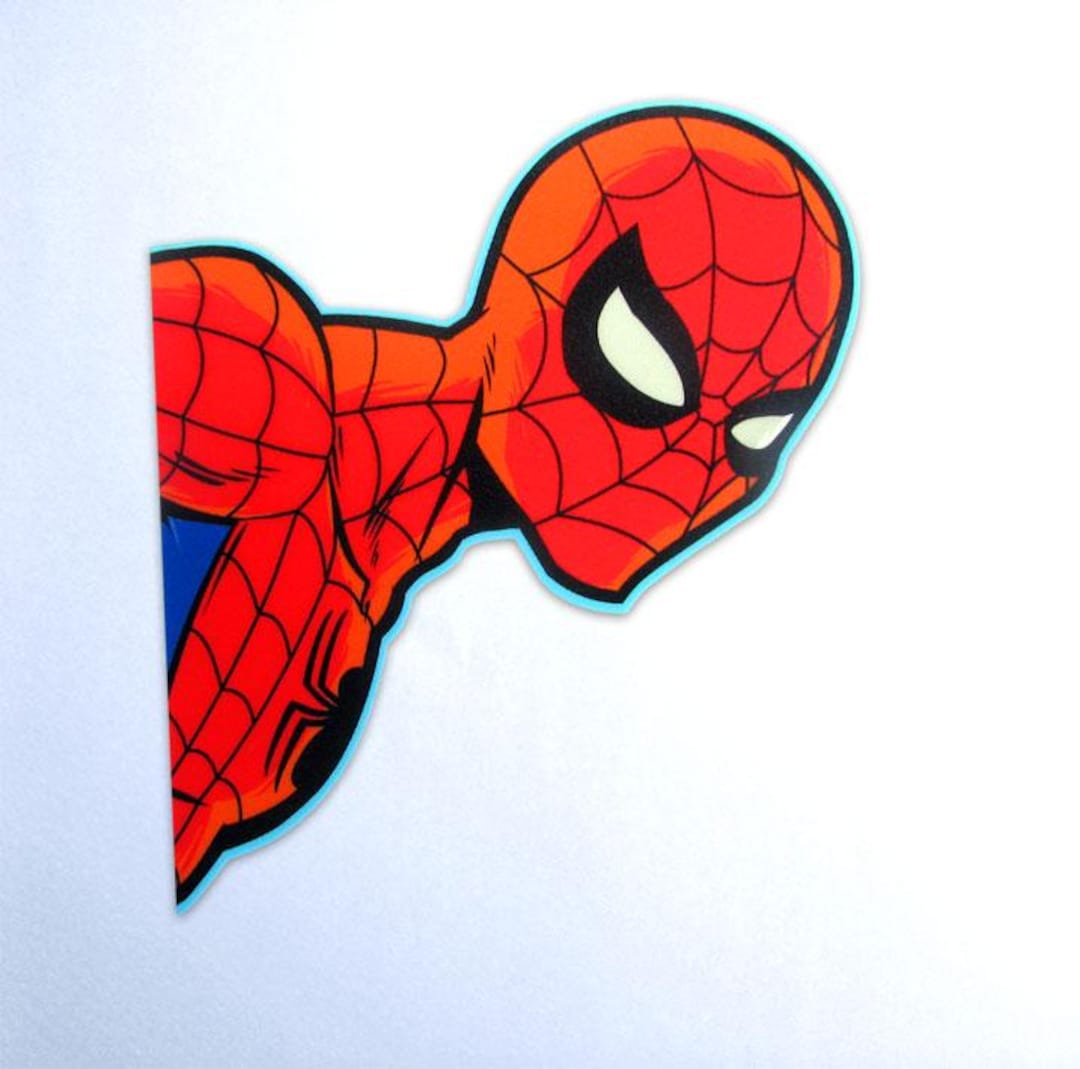 Peeking Spider-man 4" Transfer Sticker - Marvel Decal for Laptop ...