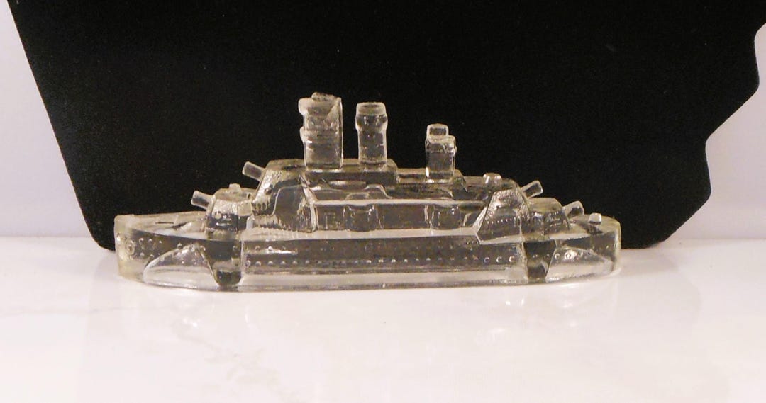Vintage Victory Glass Pressed Glass Battleship That Was Made to Hold ...