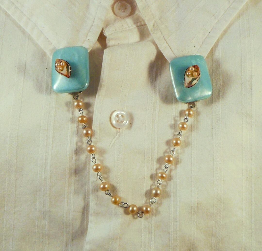Vintage Sweater Clips Collar Clips Sweater Guards Blue Lucite With ...