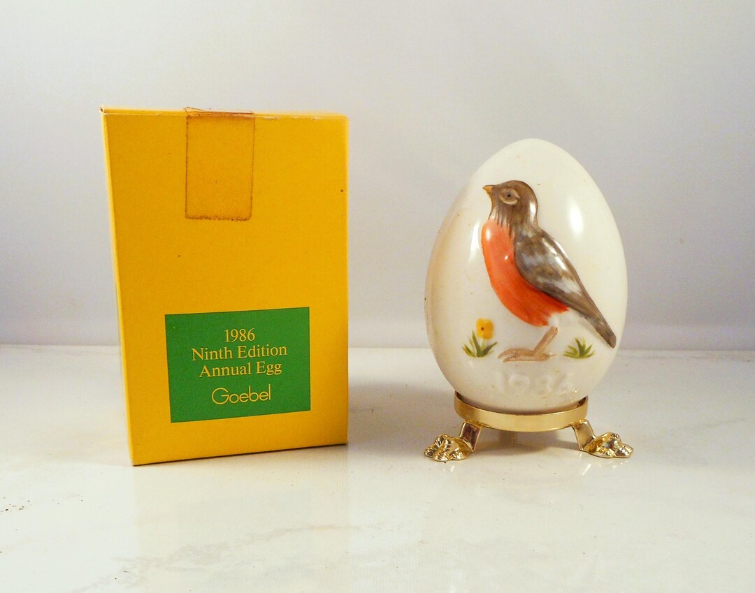 1986 Goebel Porcelain Easter Egg With Gold Stand and Original Box ...