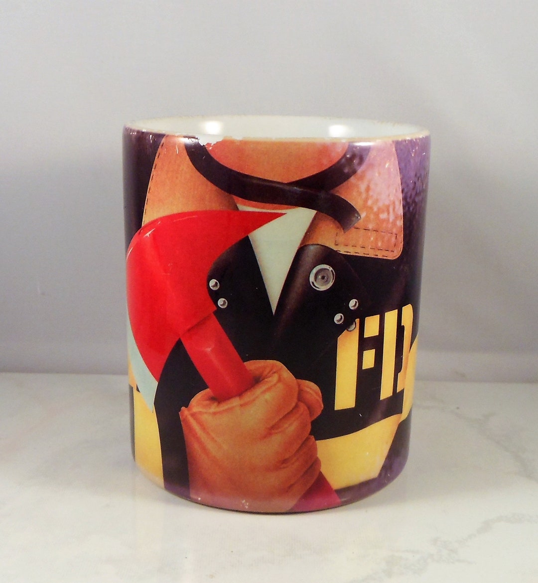 Fireman Ceramic Mug Shows Firefighter With Axe and - Etsy