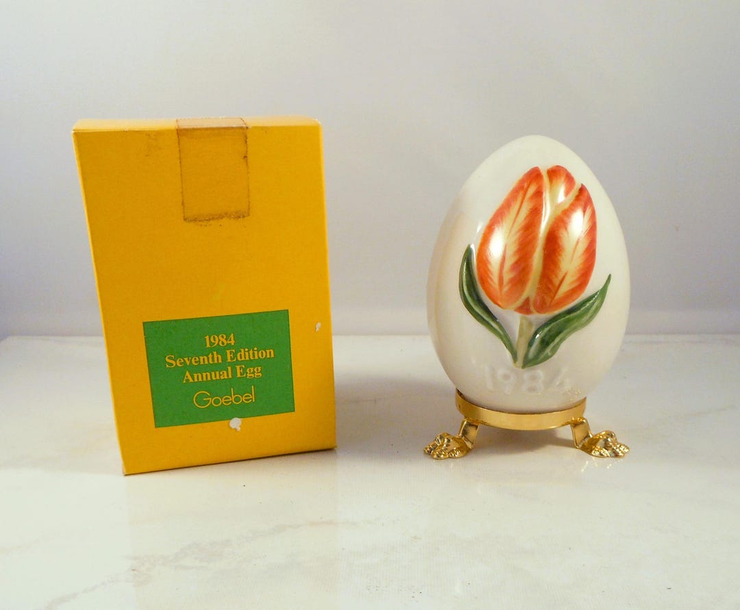 1984 Goebel Porcelain Easter Egg With Gold Stand and Original Box ...
