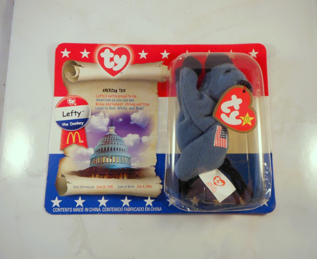 Ty Beanie Baby lefty the Donkey in Original Packaging Manufactured by ...