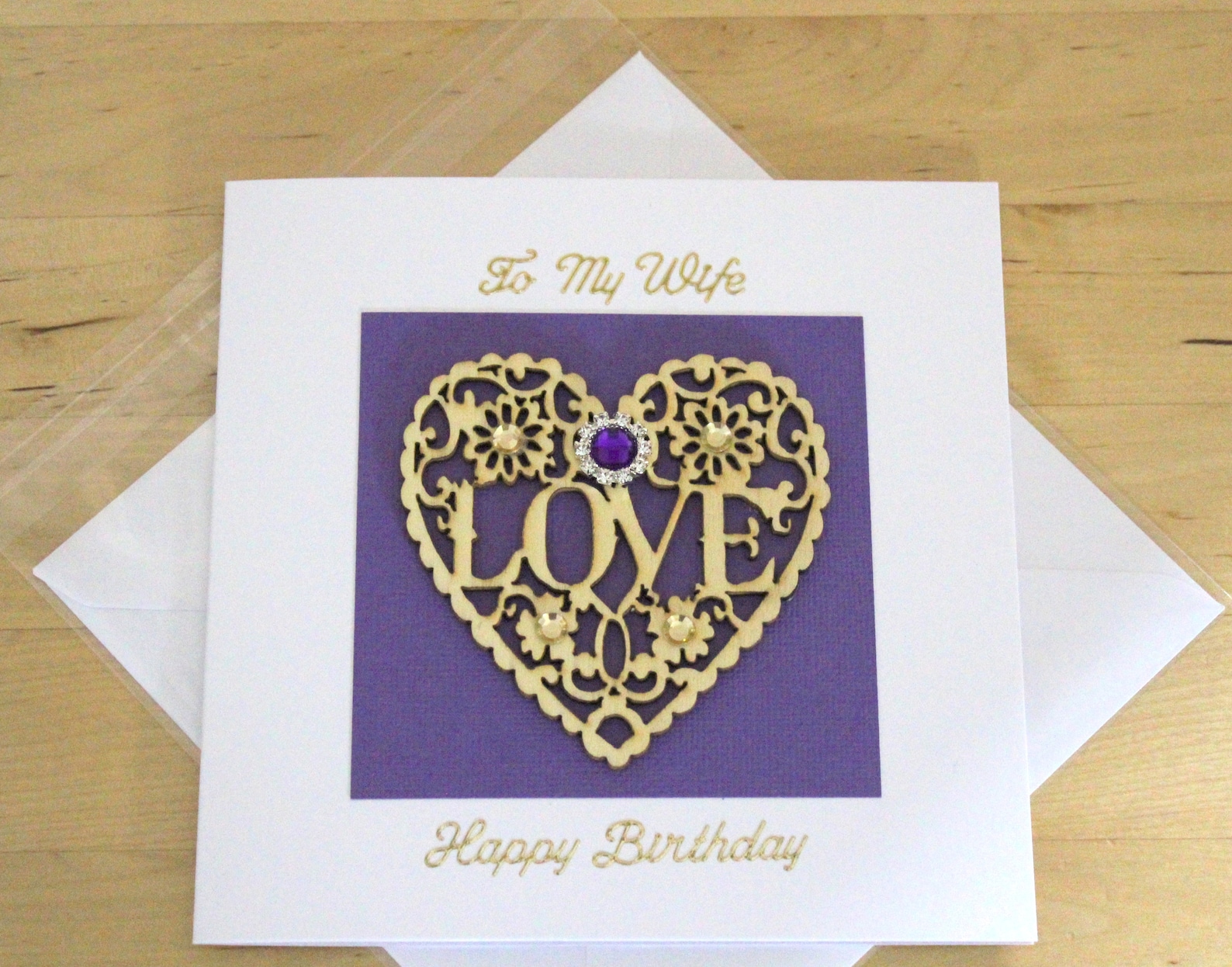 Luxury unique Wife birthday card gift Elegant Wife birthday | Etsy