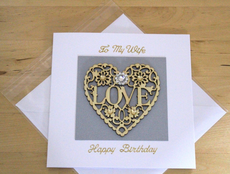 Luxury unique Wife birthday card gift Elegant Wife birthday | Etsy