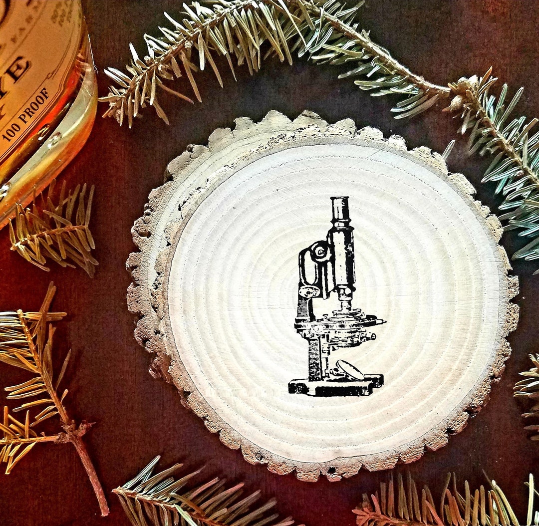Vintage Microscope Handcrafted Rustic Coaster Set, American Reclaimed ...
