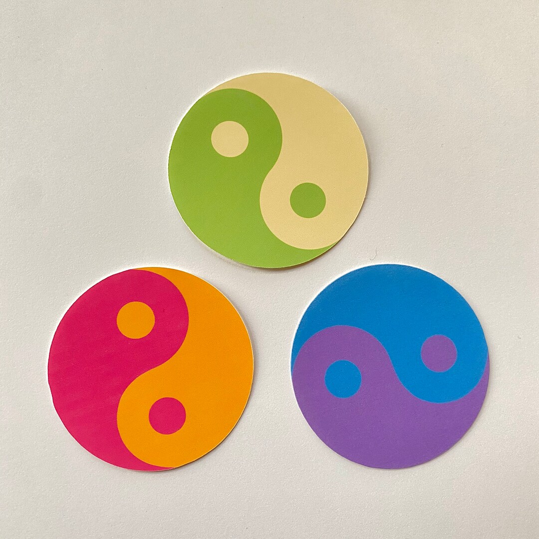 Colored Ying Yang Aesthetic Waterproof Stickers, Indie Stickers, Bujo ...