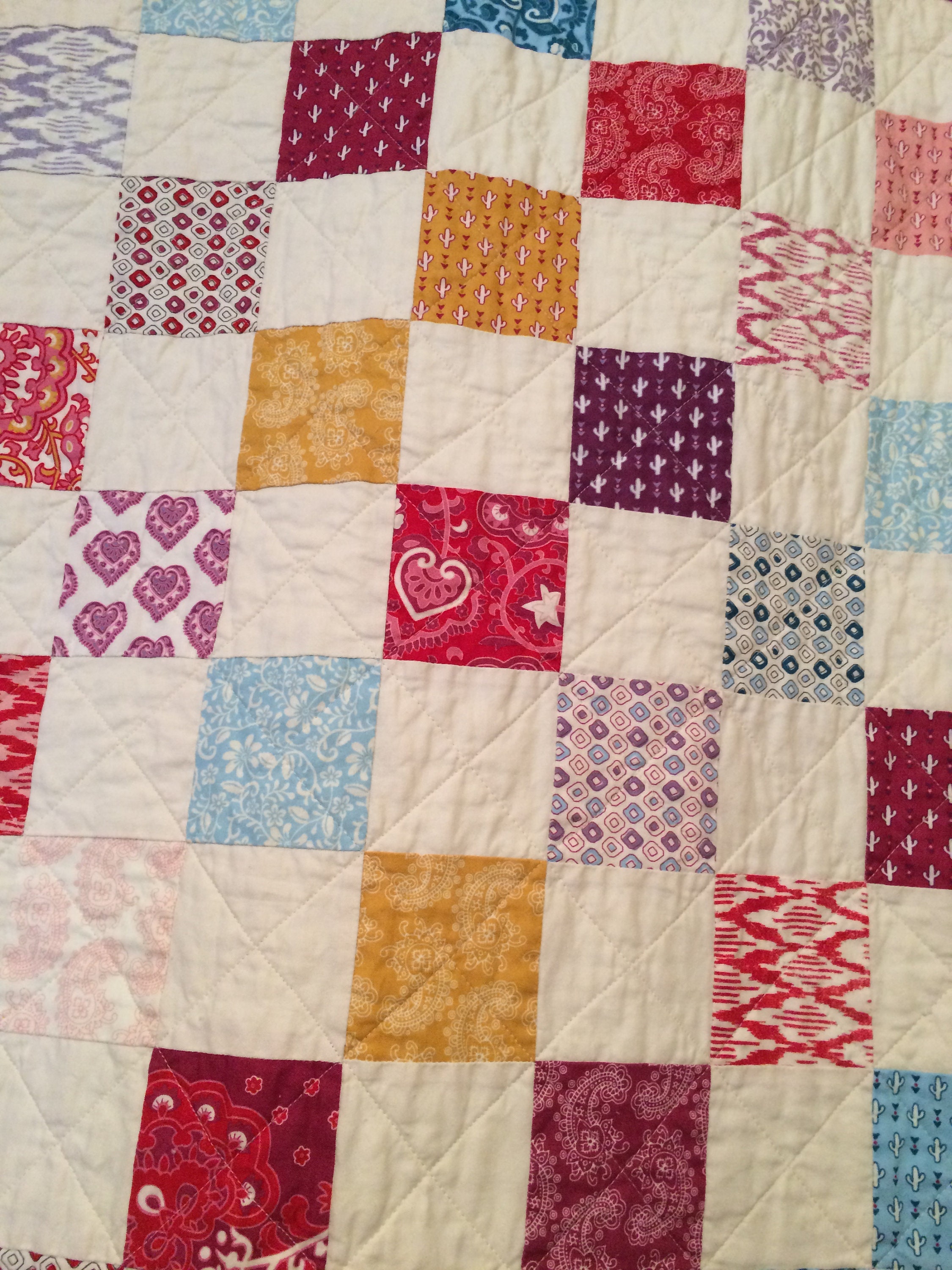 Twin Quilt, Red, Yellow, Blue, Purple, Pink, Southwestern Quilt, Modern ...