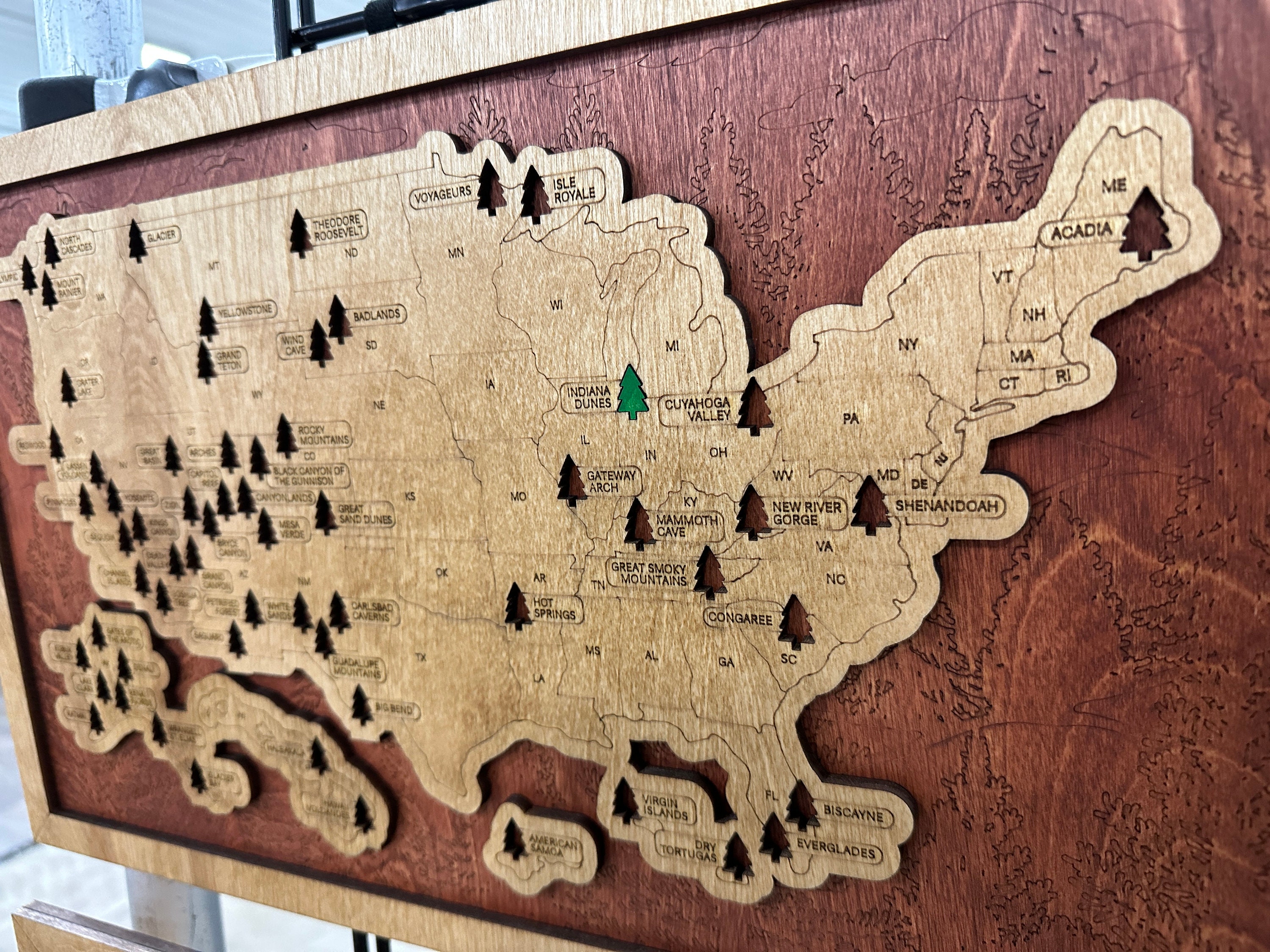 National Park Travel Map With Tree Icons - Etsy