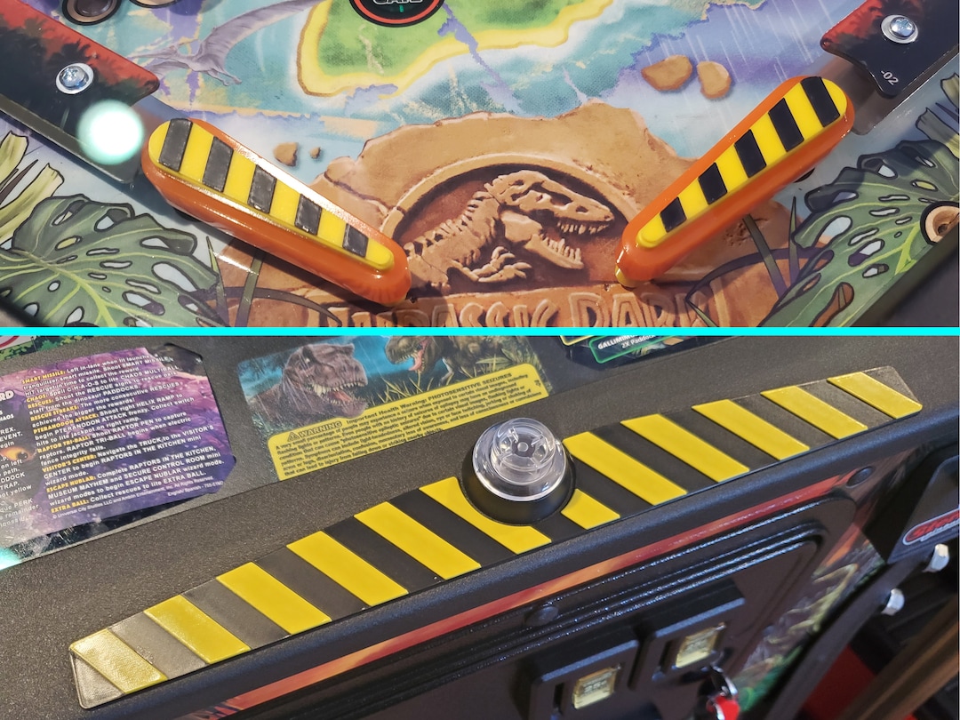 Jurassic Park Pinball Caution Tape Lockdown Bar Accent & 3 Flipper ...