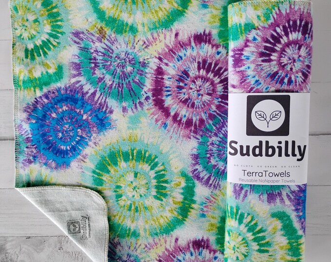 Tie Dye Reusable Flannel Kitchen Towels Appalachian Handmade Reusable ...