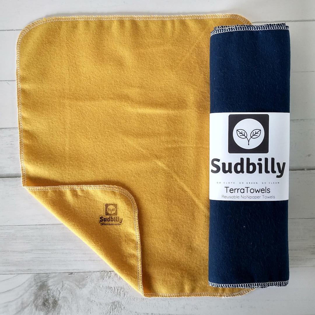 Blue and Gold Flannel Reusable Paper Towels Appalachian Handmade ...