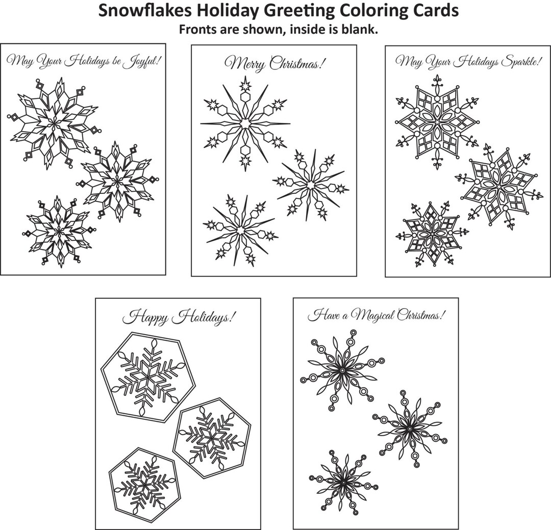 It's Snowing! - Set of 5 Holiday Greeting Coloring Cards - A Colorable ...