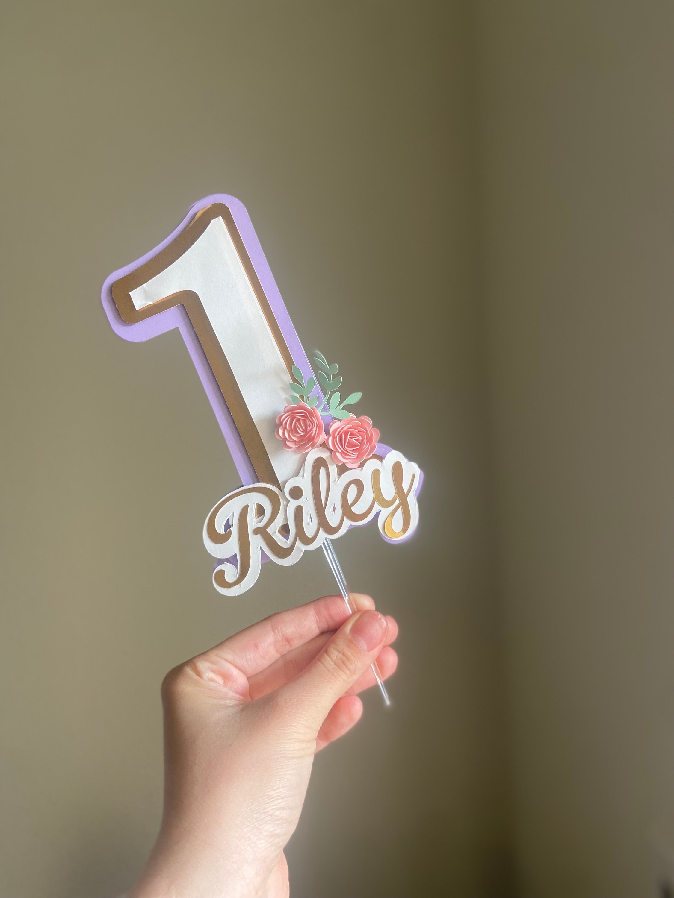 Floral Cake Topper | Number Cake Topper | Girly Custom Cake Topper ...
