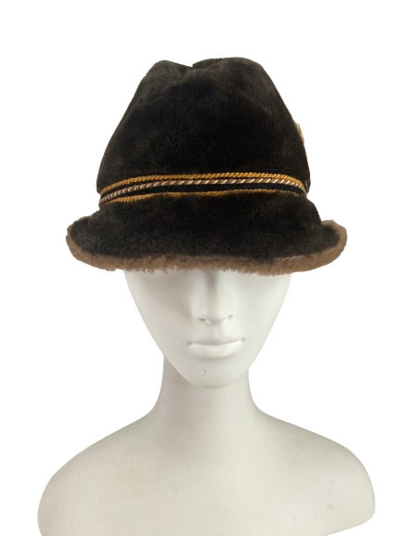 Vintage 60's • Faux Fur Cossack Cap • German Style Hat • Brown Ear ...