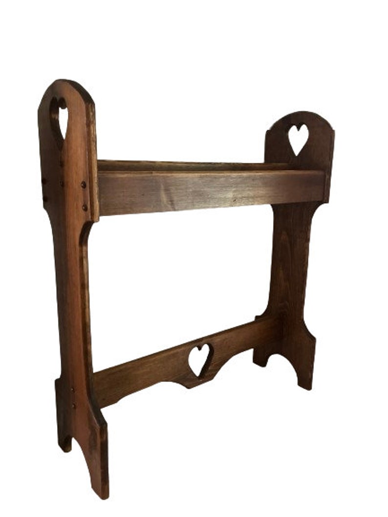 Vintage Wooden Quilt Rack • Three Bar Display • Blanket Stand • Towel ...