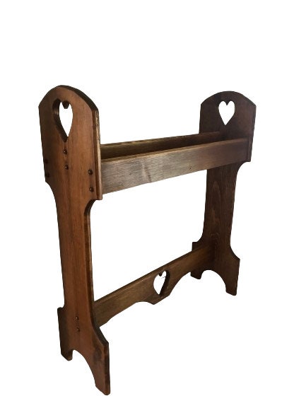 Vintage Wooden Quilt Rack • Three Bar Display • Blanket Stand • Towel ...