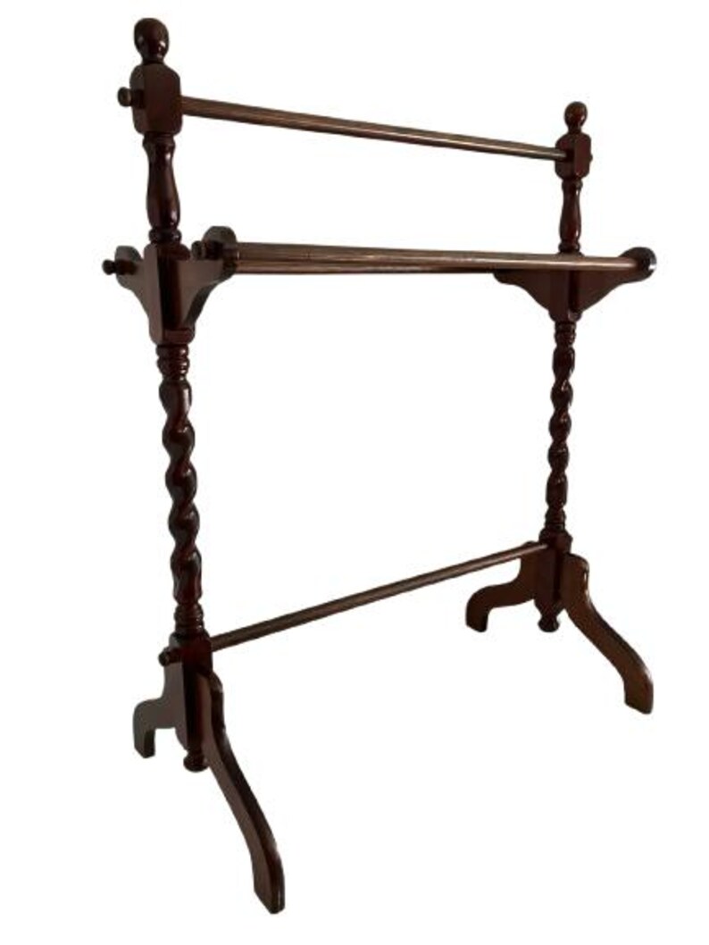 Vintage Wooden Quilt Rack • Blanket Rack • Turned Spindle Wood ...