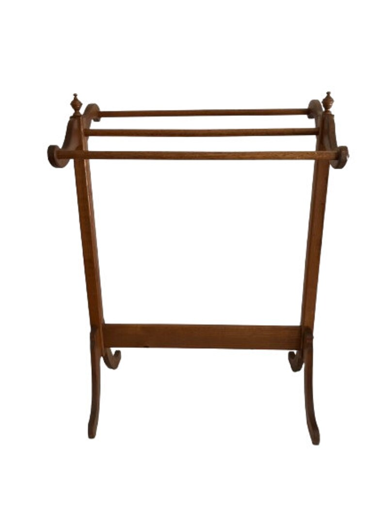 Vintage French Country Wooden Quilt Rack • Sloped Three Bar Display ...