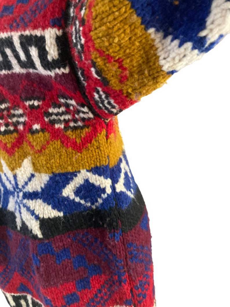 Vintage 80's • Oversized Chunky Pull Over Wool Sweater • Multicoloured ...