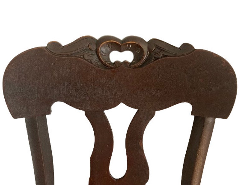 Antique Vintage 1930s SOLID Dark Wood Carved Back Dining Side Accent ...