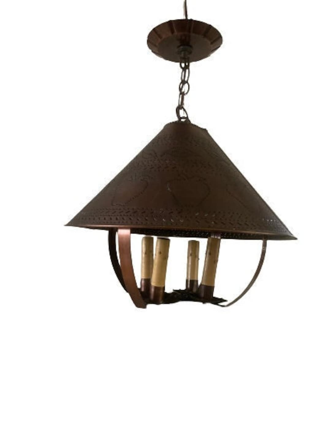 VINTAGE Hanging Ceiling Light • Chandelier • Copper • Bronze Metal ...