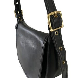 Vintage 90's COACH Black Leather Shoulder Crossbody Messenger Bag ...