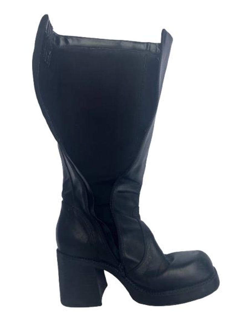 Vintage 90's • Nine & Co. • Tall Black Leather Chunky Platform Boots ...