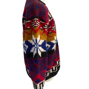 Vintage 80's • Oversized Chunky Pull Over Wool Sweater • Multicoloured ...