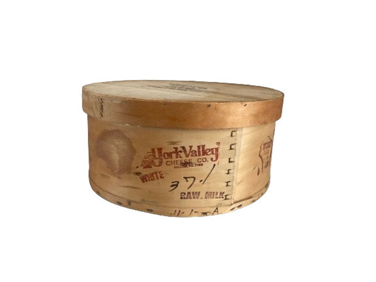 Vintage 80s Round Wooden CHEESE Box • by Dufeck's Denmark Wisconsin ...