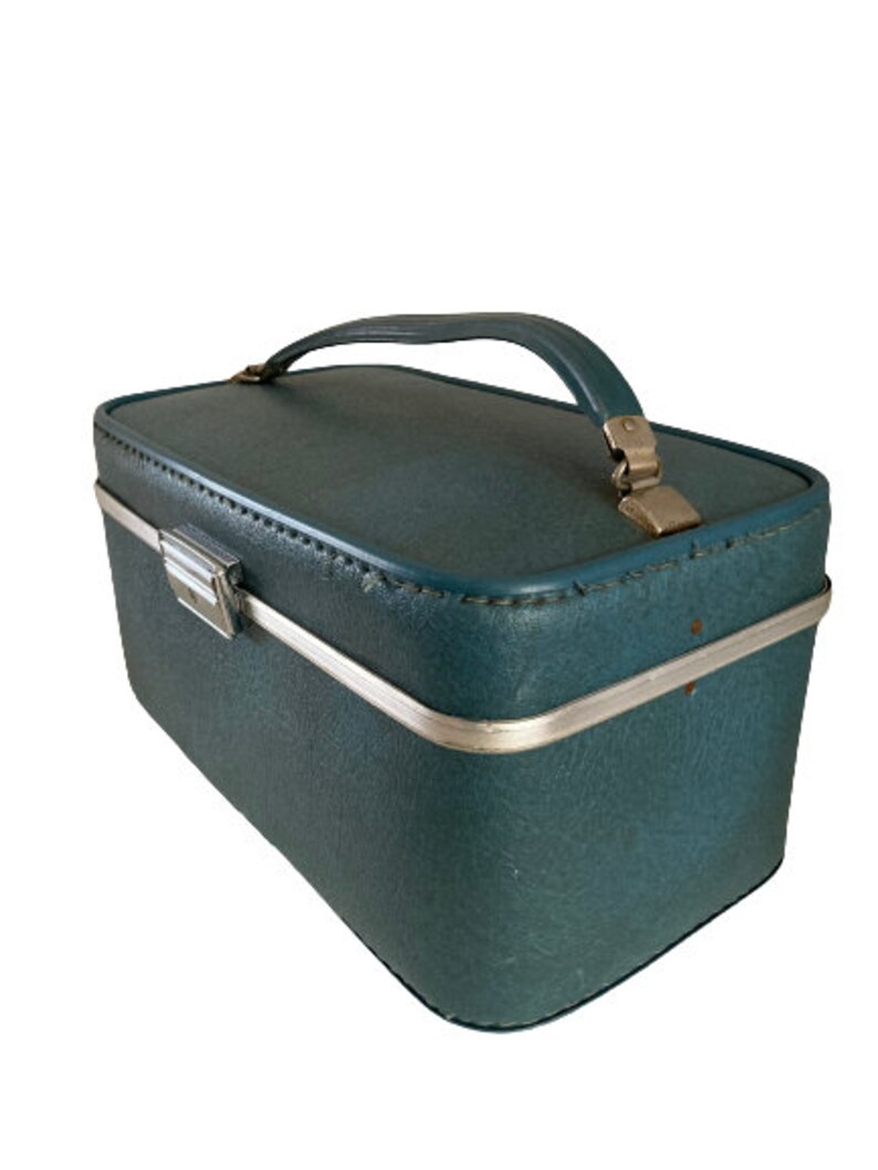Vintage Towncraft 1950's Slate Blue Train Case Retro Luggage Makeup ...