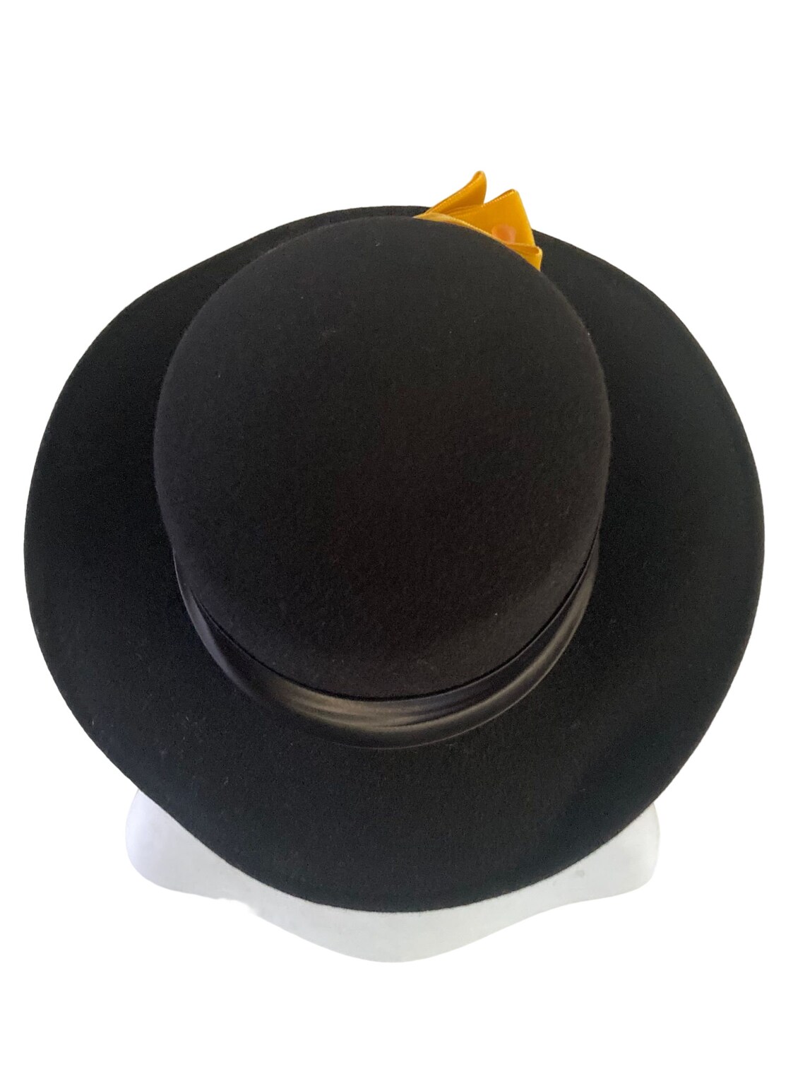 Women's Vintage Wool Doeskin Bolero Style Fedora Hat With Rear Yellow ...