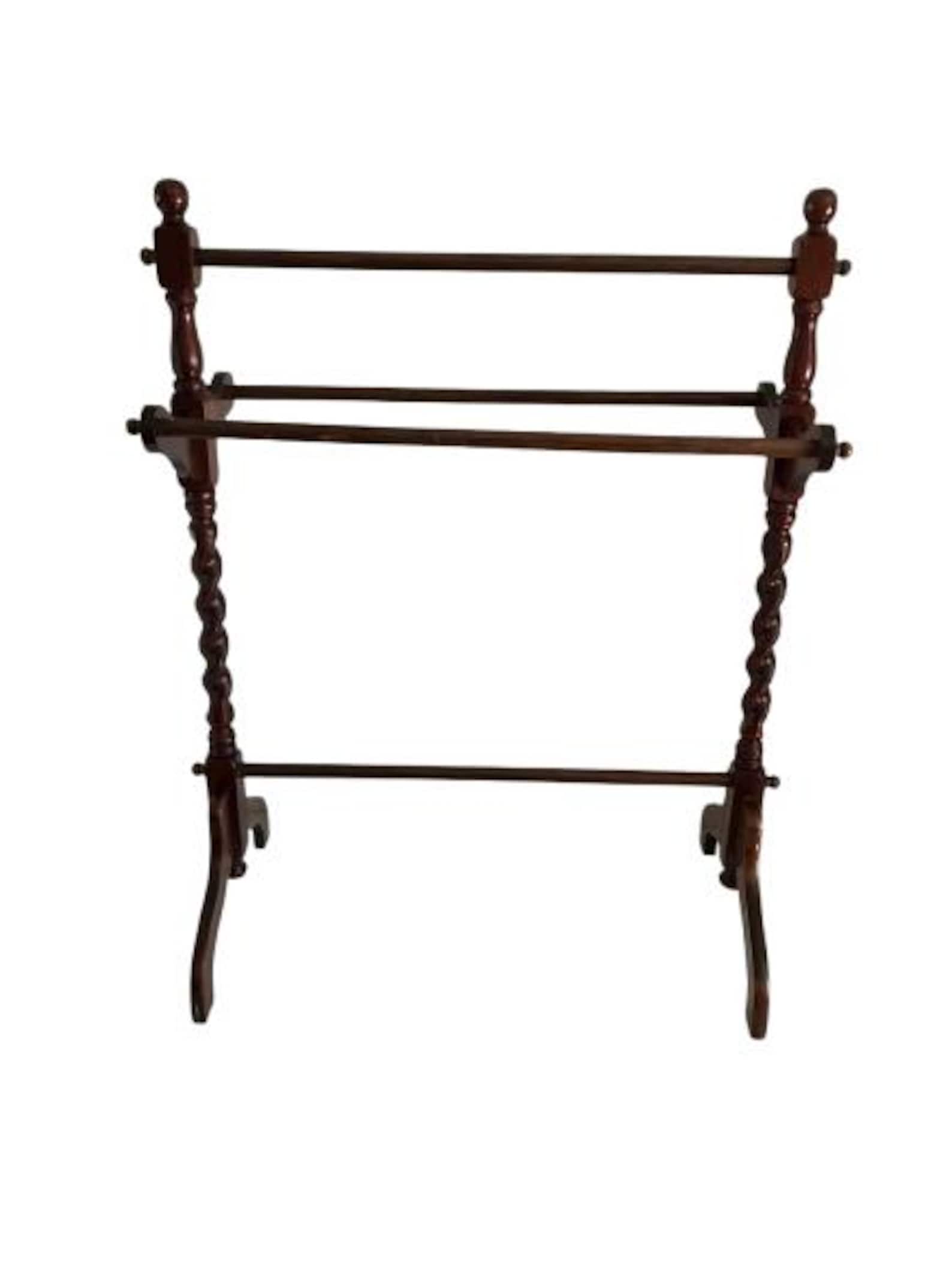 Vintage Wooden Quilt Rack • Blanket Rack • Turned Spindle Wood ...