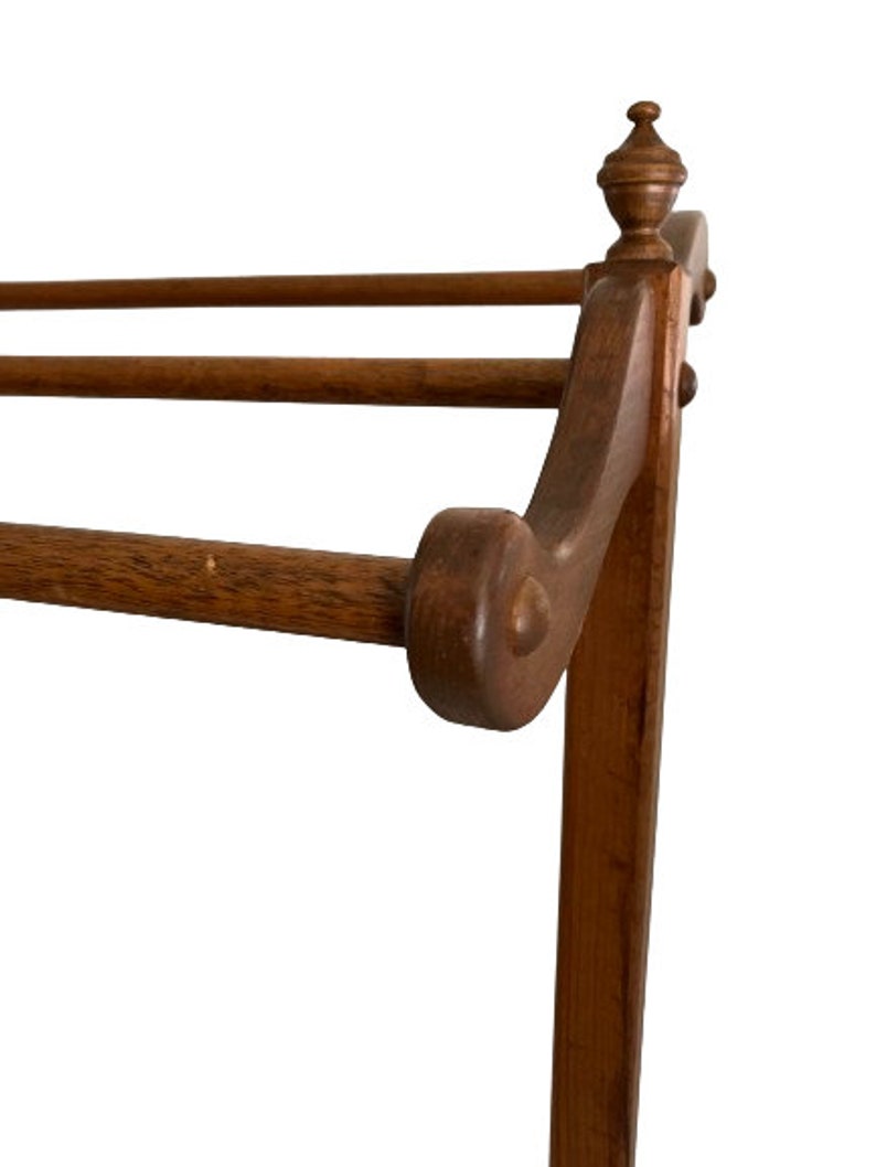 Vintage French Country Wooden Quilt Rack • Sloped Three Bar Display ...