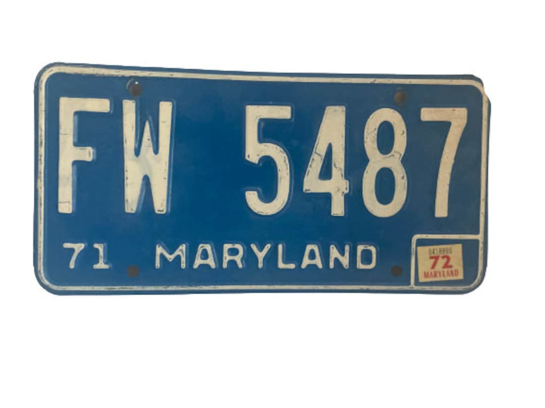 Vintage Original 1971 Maryland MD License Plate Blue/ White • Garage ...