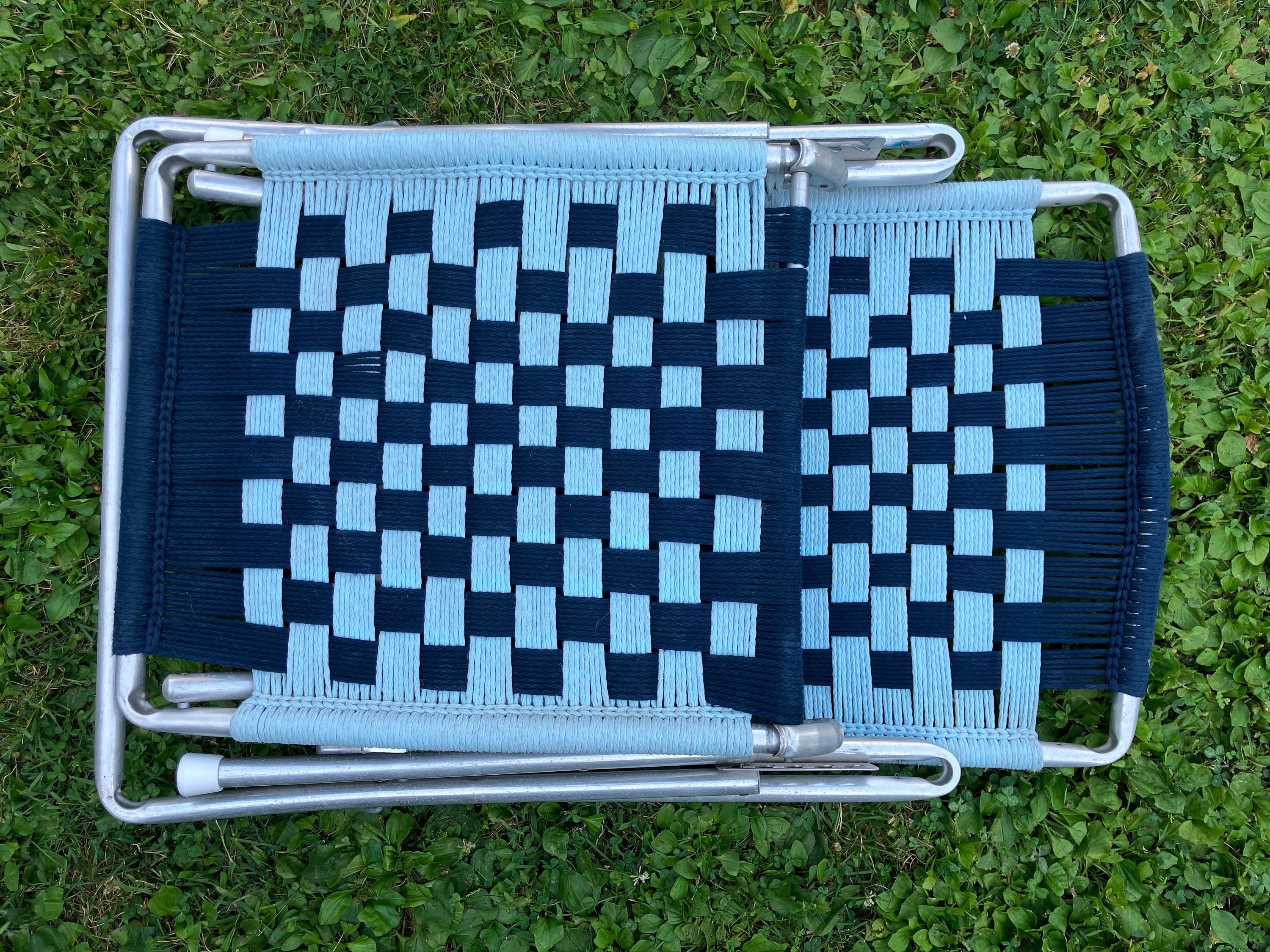 Vintage Macramé Webbed Chaise Lounge 1970's Reclining Patio Lawn Chair ...