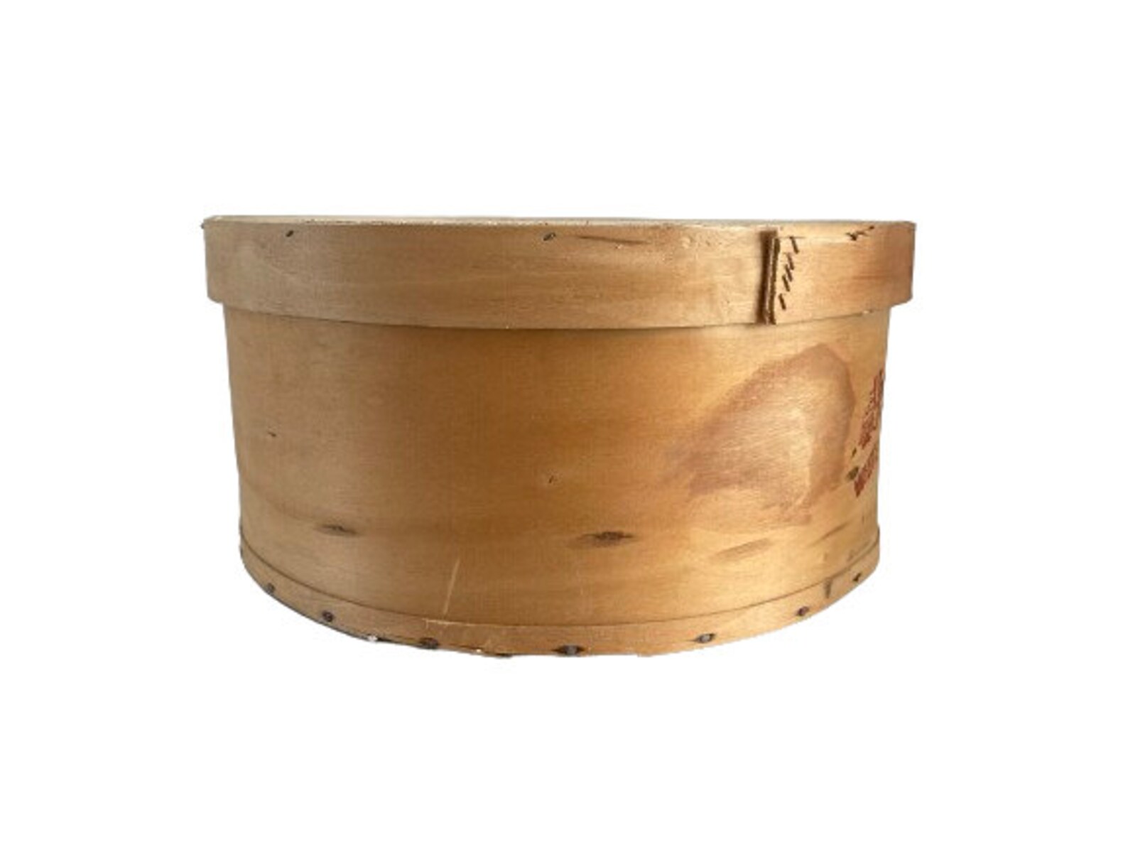 Vintage 80s Round Wooden CHEESE Box • by Dufeck's Denmark Wisconsin ...