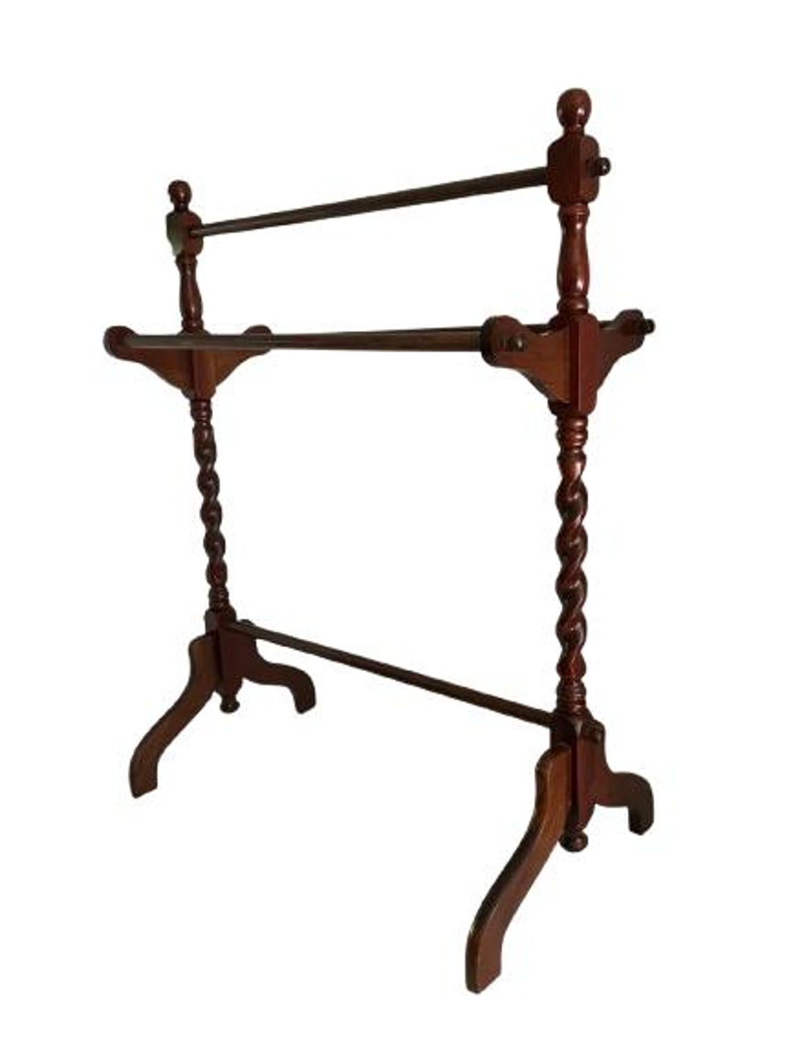 Vintage Wooden Quilt Rack • Blanket Rack • Turned Spindle Wood ...