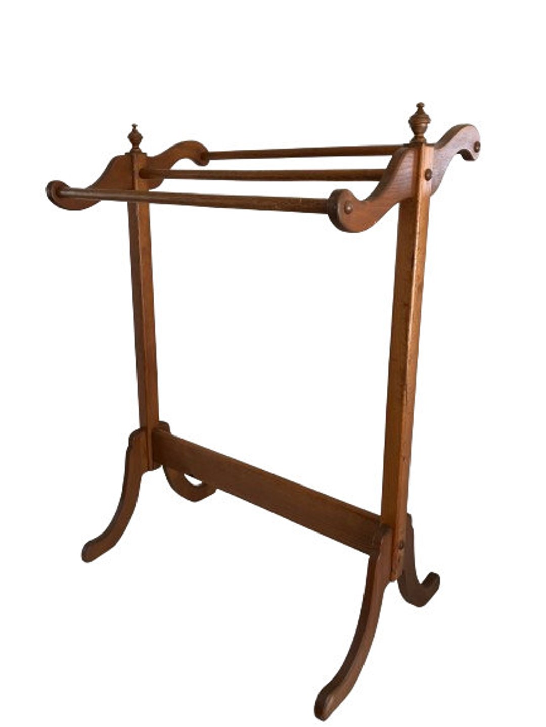 Vintage French Country Wooden Quilt Rack • Sloped Three Bar Display ...