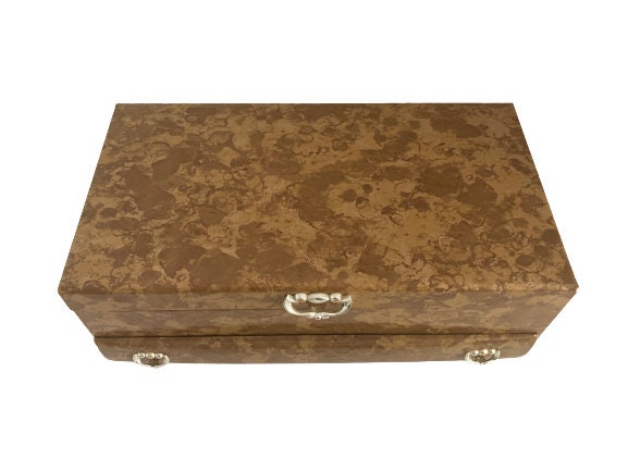 Vintage BUXTON 1960s MCM • Three-tiered • Gold Patterned Jewelry Box ...