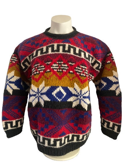 Vintage 80's Oversized Chunky Pull Over Wool Sweater - Etsy