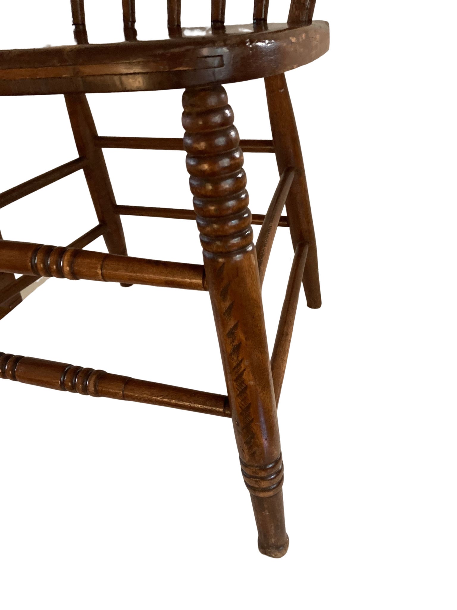 Antique 1900's Bentwood Spindle Back Farmhouse Chair Medium Brown OAK ...