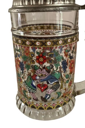 Vintage German Beer Steins young Lovers W. Germany Rein Zinn Pewter Lid ...