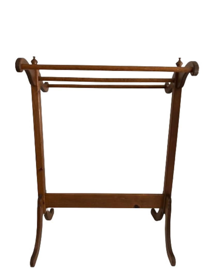 Vintage French Country Wooden Quilt Rack • Sloped Three Bar Display ...