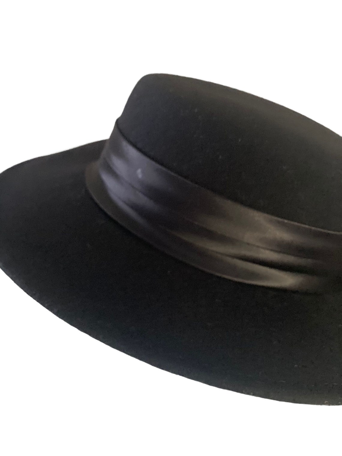 Women's Vintage Wool Doeskin Bolero Style Fedora Hat With Rear Yellow ...