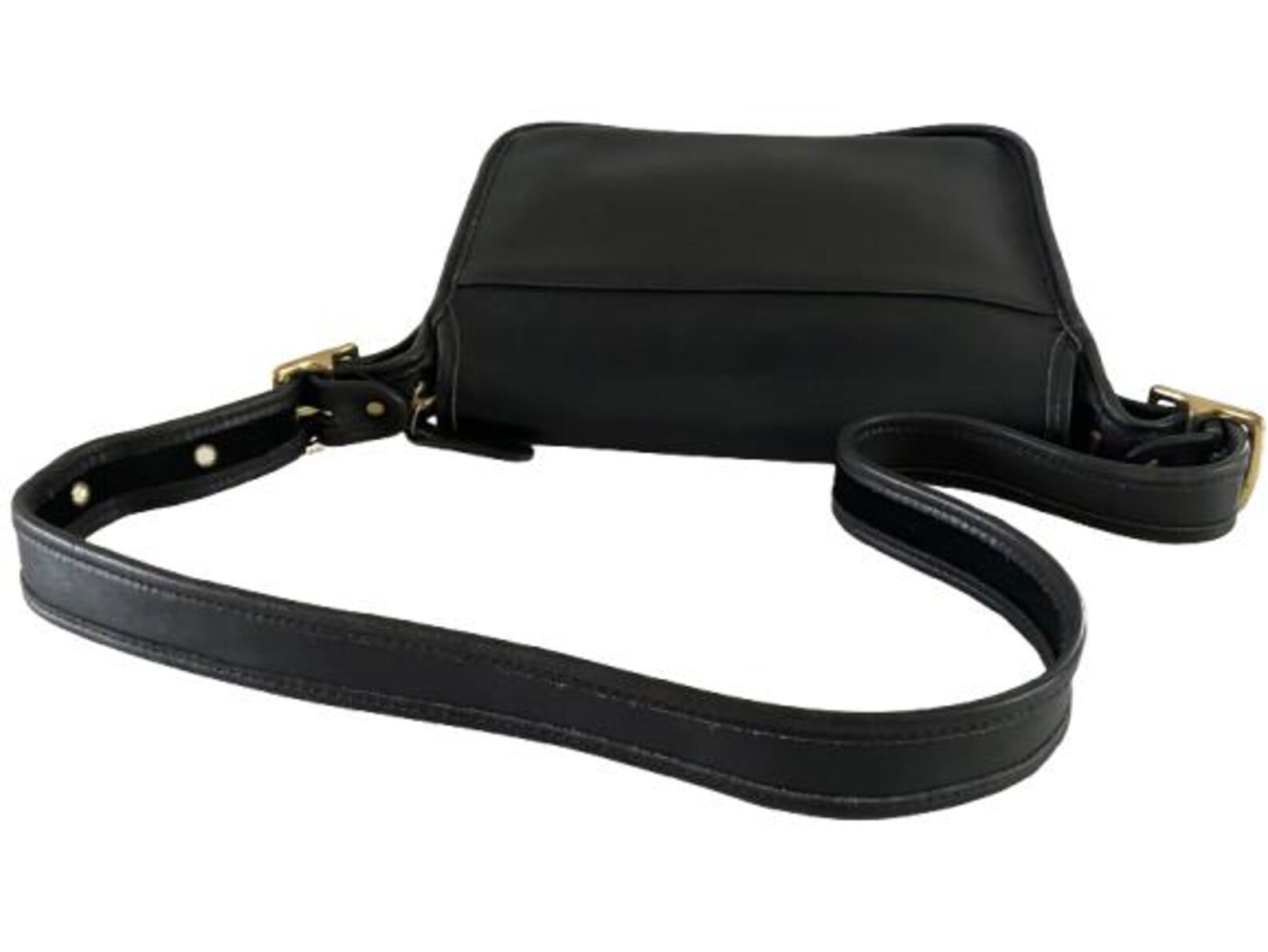 Vintage 90's COACH Black Leather Shoulder Crossbody Messenger Bag ...