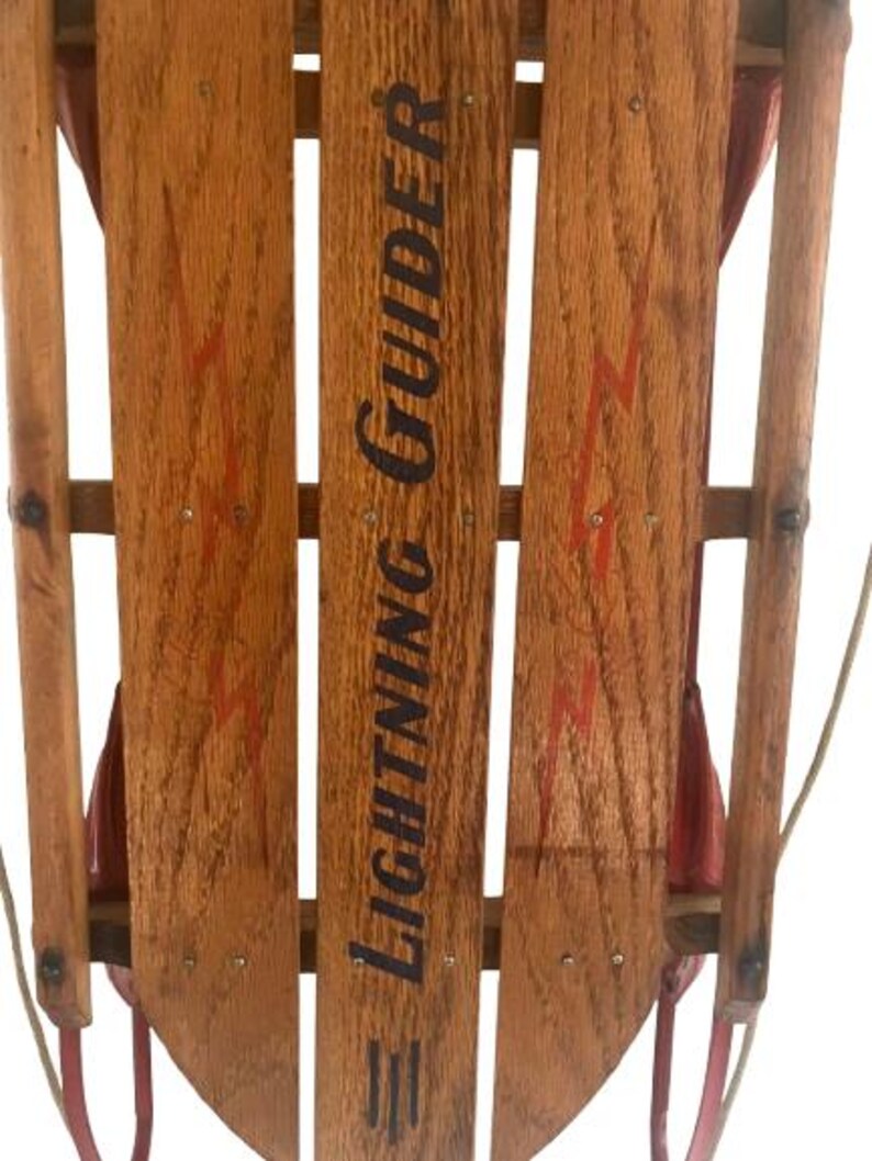 Vintage Wooden Sled • Lightning Glider • Wood & Metal Rail Sled ...
