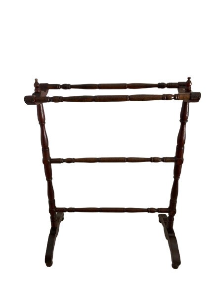 Antique Wooden Quilt Rack • Turned Wood • Blanket Rack • Towel Rack ...